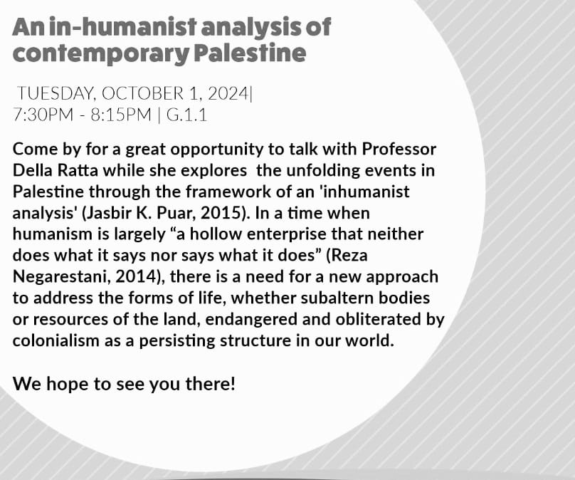 An Inhumanist Analyst of Contemporary Palestine: STAND Hosts Lecture by Professor Donatella ...